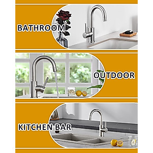 Tohlar Brushed Nickel Bar Sink Faucet Single Handle, Single Hole Bathroom Sink Faucet with Sprayer, Prep Wet Small Faucet for Kitchen/RV/Vanity, Bathroom Faucet with Swivel Spout & Pop Up Drain