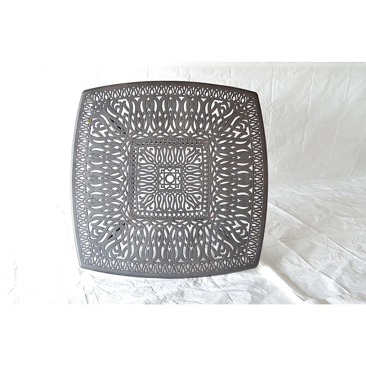 Mandalay Outdoor Patio 9pc Dining Set Dark Bronze Color Cast Aluminum (Premium Fabric Cushions)