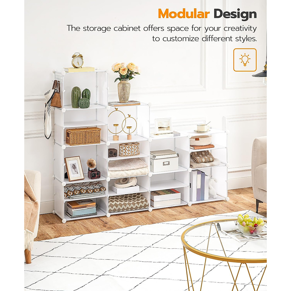 HOOBRO 8 Cube Shoe Rack with Door, Shoe Organizer, Shoe Storage Cabinet for Closet, Holds 32 Pairs of Shoes, Plastic Panel, Entryway, Hallway, White WT28SC01