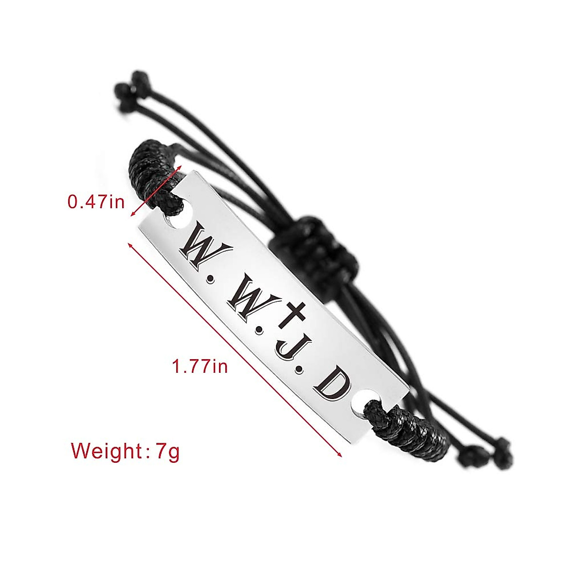 SOUSYOKYO WWJD bracelet What Would Jesus Do Christian Rope ID Jewelry Stainless Steel Gifts