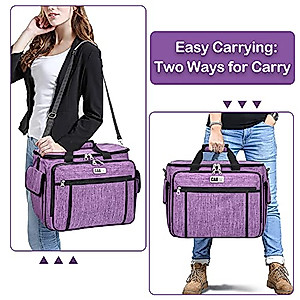 cab55 Rolling Sewing Machine Case, Detachable Rolling Sewing Machine Carrying Case on Wheels, Trolley Tote Bag with Removable Bottom Wooden Board for Most Standard Sewing Machine -Purple