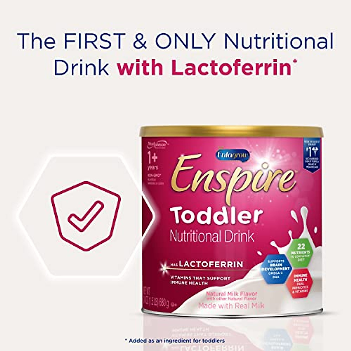 Enfagrow Enspire Toddler Nutritional Drink with Lactofrerrin, DHA, and MFGM for Brain Support and Immune Health, Non-GMO, Powder Tub 24 Oz, Pack of 4