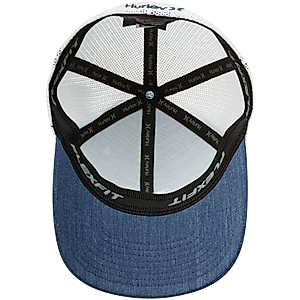 Hurley Men's Icon Textures Flexfit Baseball Cap, Obsidian, L-XL