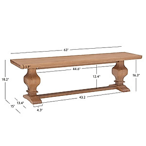 Powell Furniture Linon Larson Pine Wood Bench in Rustic Honey Brown