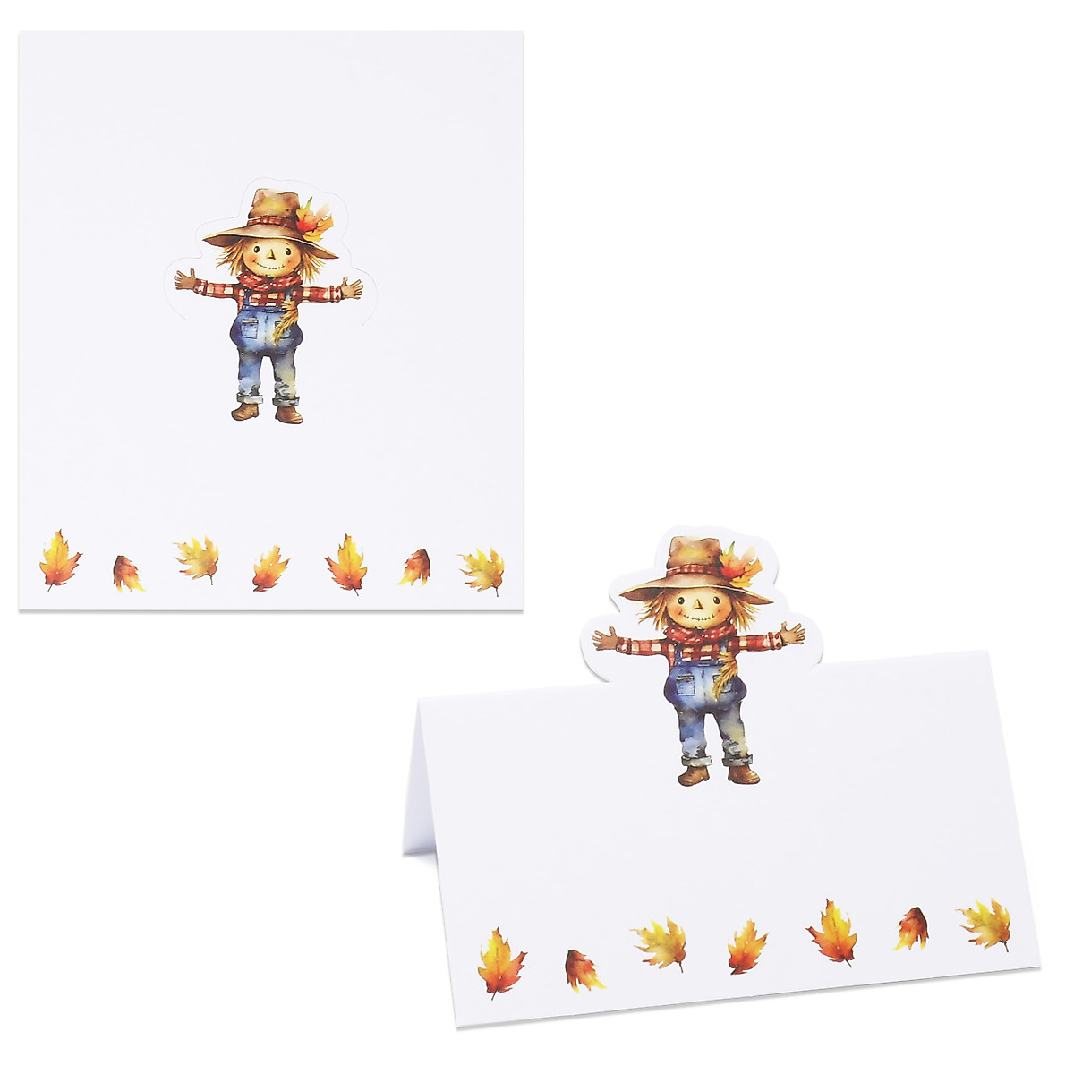 100 Pack Thanksgiving Place Cards Fall Scarecrow Seating Harvest Name Card Table Setting Paper Autumn Tent Cards Dinner Wedding Tables Placement Party