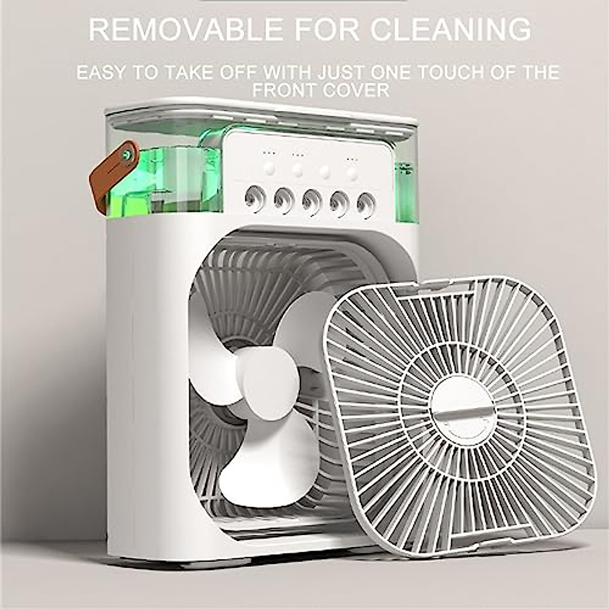 3 in 1 Air Cooler,Mini Portable Air Conditioners Fan with 3-Speeds/5 Humidifier Misting Hole/7 Colors Light,USB Rechargeable,Humidify Air Cooler,Adjustable Wind Direction,For Office Home (White)