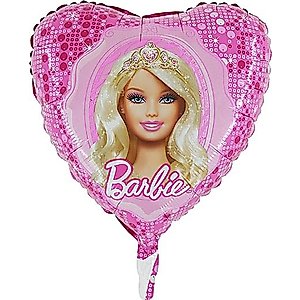 Toyland® 18 Inch Barbie Wearing Tiara Heart Shaped Character Foil Balloon - Kids Party Decorations