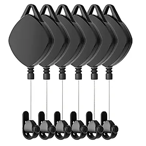 VR Cable Management(6 Packs) Retractable Ceiling Pulley System for Oculus Rift/Rift S/HTC Vive/Vive Pro Data Charging Wire for Quest2/Quest/GO/Valve Index VR Accessories (Black)