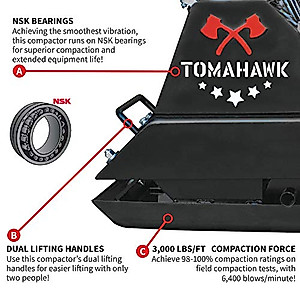 Tomahawk 5.5 HP Honda Vibratory Plate Compactor Tamper for Ground, Gravel, Dirt, Asphalt, Compaction GX160 Engine