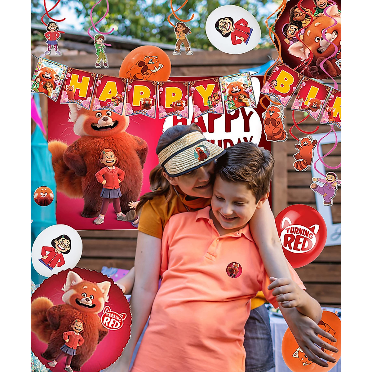199Pcs Party Supplies, Red Party Decorations Red Party Favors Decorations Gift Set Cartoon Movie Decoration with Backdrop Cloth Flatwares Banner Balloon(Serves 10)