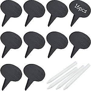 16 Pieces Cheese Markers for Charcuterie Board, Black Cheese Labels Chalkboard Picks Cupcake Name Tag Toppers for Food Dinner Wedding Birthday Parties (Oval Shape)