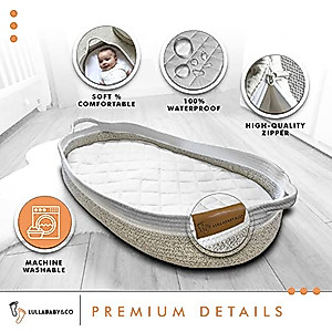Lullababy and Co Baby Changing Basket with Two Covers – Practical Basket with Foam Pad – Cotton Rope Diaper Changing Station with Waterproof Cover - Changing Table Topper