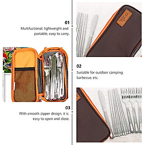 YARNOW Flatware Tableware Bag Barbecue Cookware Drain Pouch Cutlery Utensil Drain Storage Organizer for Outdoor Travel Picnic Camping