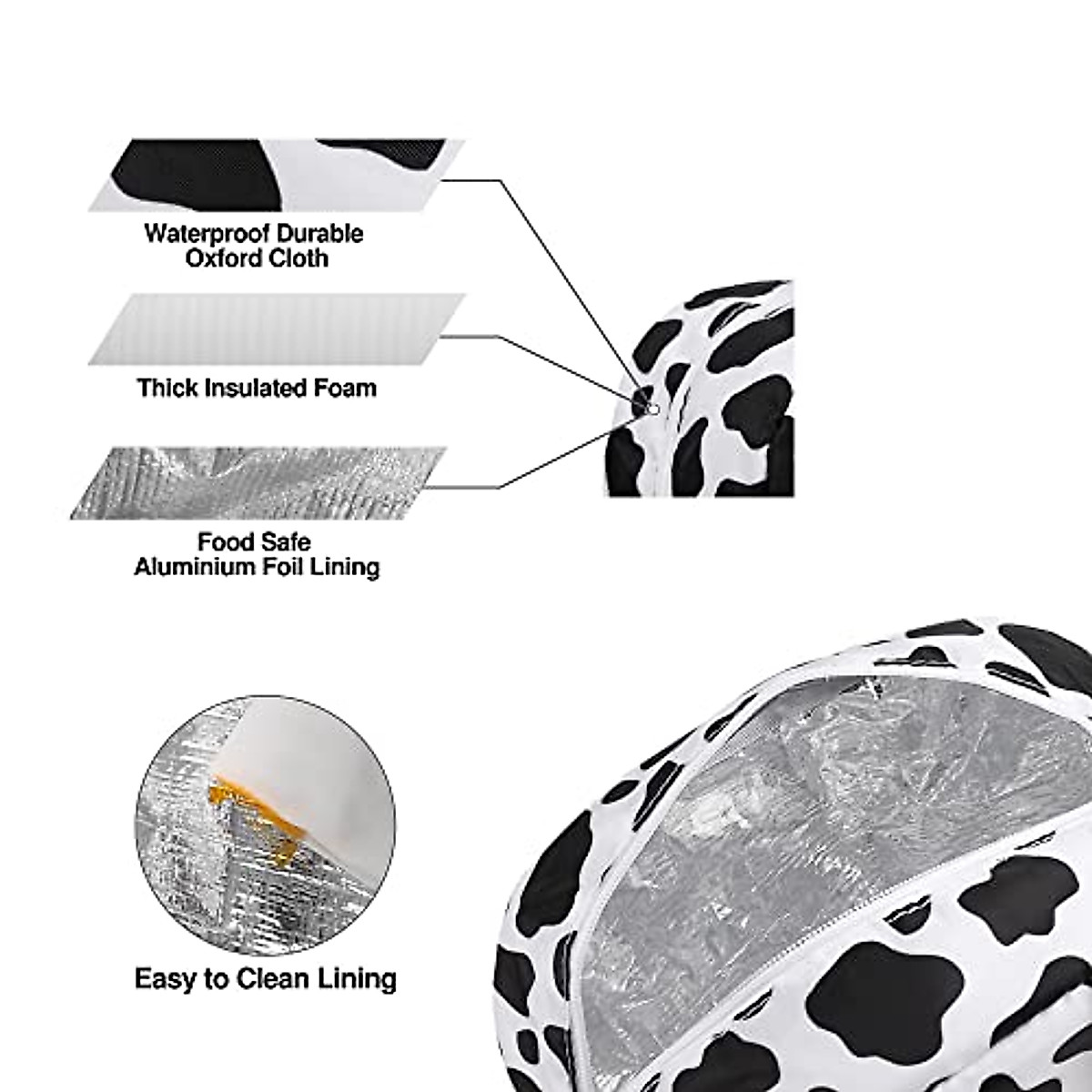 Aiphamy Insulated Lunch Bag Reusable Lunch Box Lunch Cooler Tote Bag for Women Men Adults Work Picnic (Cow Print)