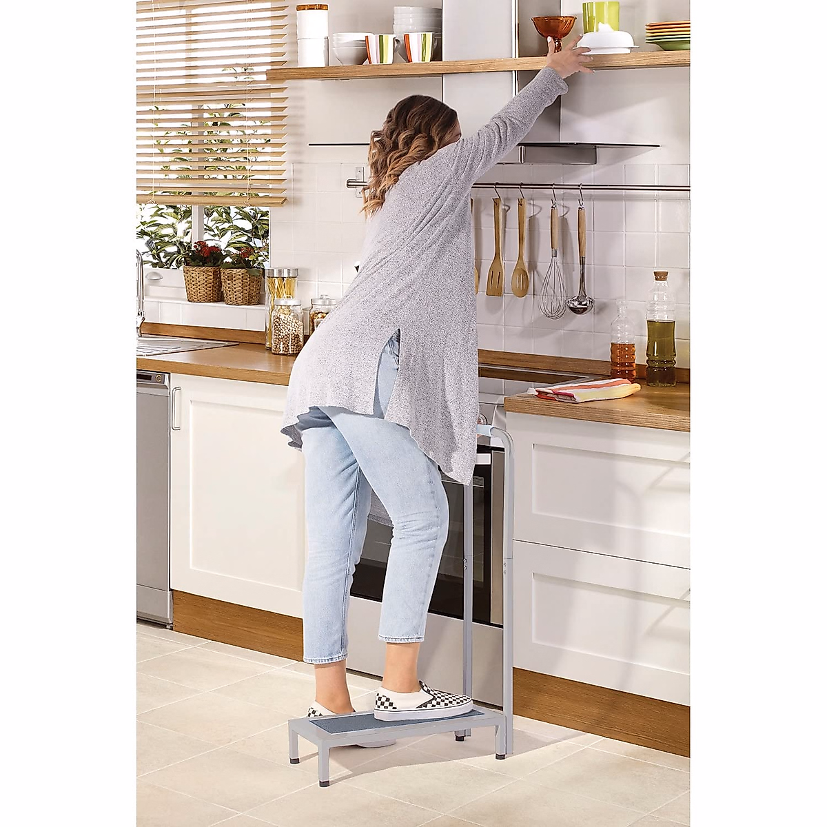 Jobar Bath and Shower Step Stool with Handle - Grey