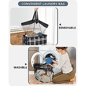 SOLEDI Laundry Hamper with Lid 100L Large & Tall Collapsible Laundry Baskets, Clothes Hamper with Bag Removable Easy to Carry, Dirty Hampers for Bedroom, Bathroom, Dorm, College