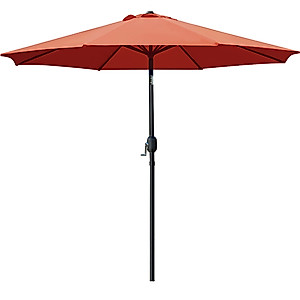 Sunnyglade 9' Patio Umbrella Outdoor Table Umbrella with 8 Sturdy Ribs (Orange)