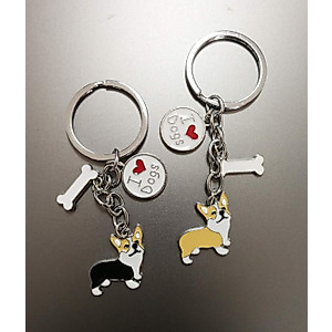 BECHANMIG Keychains,Lovely Dog Key-ring Portable Metal Keychain Keyring Key Decor Car Keyring Tag (Yellow Corgi)