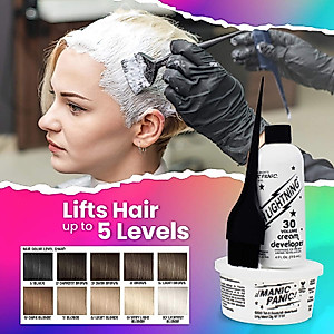 MANIC PANIC Blue Lightning Hair Bleach Kit 30 Volume Developer Bundle with Prepare to Dye Clarifying Shampoo