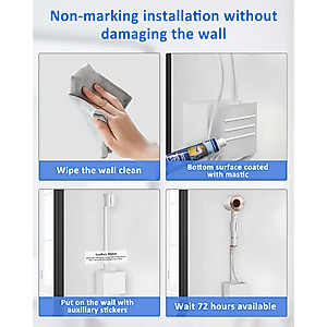 CozyOasis Hair Dryer Holder Wall Mounted Adhesive Blow Dryer Rack Storage Hanger Organizer for Bathroom Vanity Soporte para Secadora de Pelo (White)