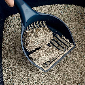 IRIS USA Jumbo Plastic Cat Litter Scoop, 2 Pack, Sturdy Easy to Use Kitty Litter Scoop with Small and Large Slots for Clay Pine Tofu Paper Various Cat Litter Types, Navy