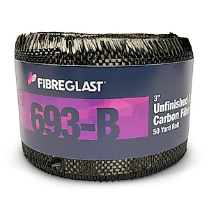 Fibre Glast Carbon Fiber Graphite Fabric, 3 inch Wide – High-Strength Lightweight Waterproof Aerodynamic Cloth Roll for Car, Air, Boat Repairs – Epoxy-Resin Compatible Fabric, 6 Oz, 50 Yards