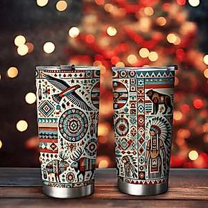 20oz Dreamcatcher Native American Tumbler, Native American Indian Gifts, Coffee Thermos for Women, Men, Stainless Steel Double Wall Vacuum Insulated Coffee Mug, Travel Cup with Lid