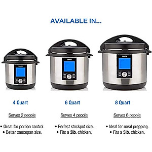 Zavor LUX LCD 6 Quart Programmable Electric Multi-Cooker: Pressure Cooker, Slow Cooker, Rice Cooker, Yogurt Maker, Steamer and more - Stainless Steel (ZSELL02)
