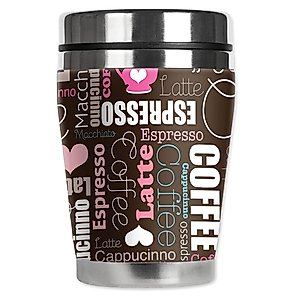 Mugzie Coffee Montage "Mini" Travel Mug with Insulated Wetsuit Cover, 12 oz, Black