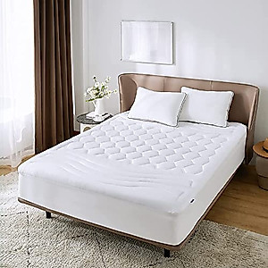 Bedsure Twin XL Mattress Pad - Soft Cooling Mattress Cover for College Dorm, Extra Long Twin Quilted Fitted Mattress Protector with 8-21" Deep Pocket, Breathable Fluffy Pillow Top, White, 39x80 Inches