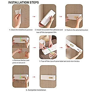 Frantlna 6 Cell Wall Mounted Sock and Underwear Drawer Organizer Wardrobe Storage Box Plastic Punch-free Multifunctional Self Adhesive Boxs (1pack)