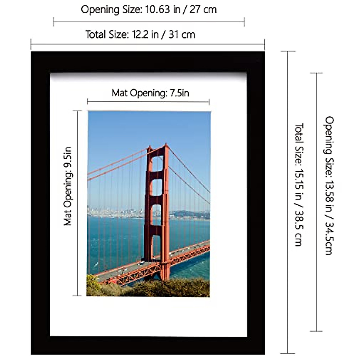 PEALSN 11x14 Picture Frame, Display Pictures 8 x 10 with Mat or 11 x 14 Without Mat for Wall Mounting Display, Photo Frames, Black