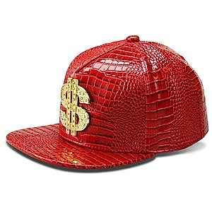 Hip Hop Hat,Flat-Brimmed Hat,Rock Cap,Adjustable Snapback Hat for Men and Women (red)