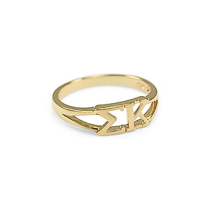 The Collegiate Standard Sigma Kappa 14k Gold Plated Sorority Ring with Greek letters (7.0)