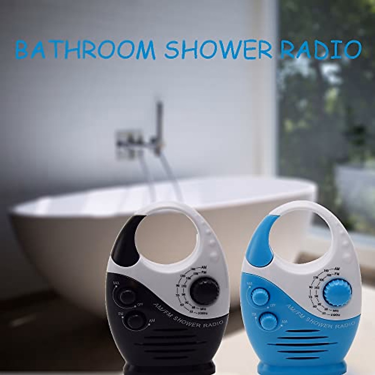 Shower Radio, Bathroom Radio AM FM, Waterproof Hanging Shower Radio Adjustable Volume