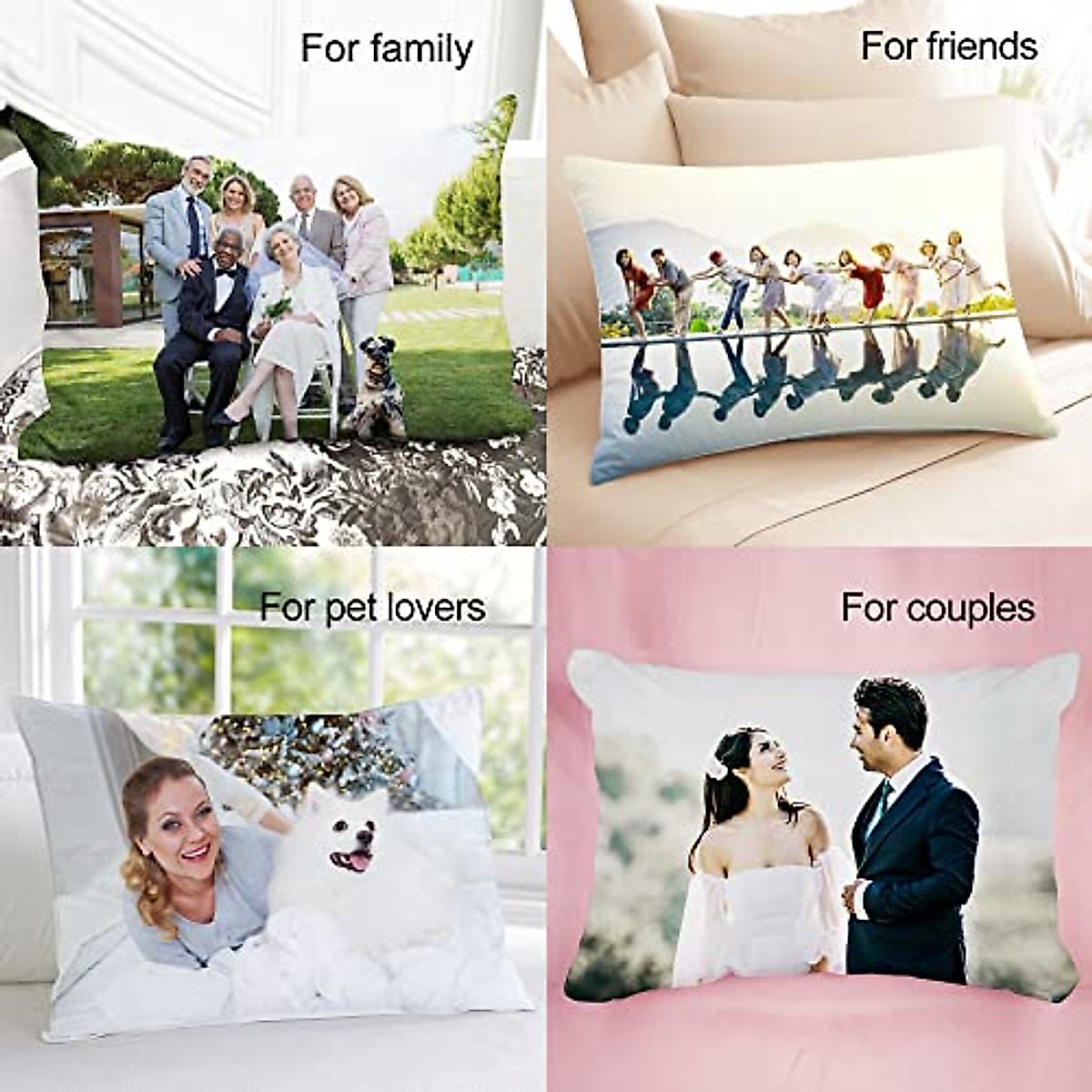 OARSE Customized Pillow Cover with Picture Name Printed Pillows Using Your Own Photos Throw Pillowcase Personalized Valentines Christmas House Warming Gifts - Insert Optional