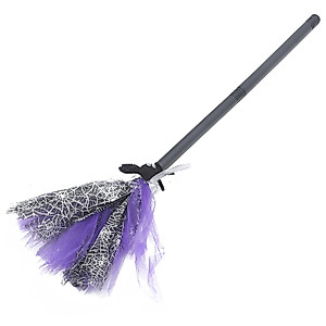 Milisten 1Pc Creative Halloween Broom Mini Halloween Broomstick Witch Broom Prop Cosplay Broom Stick Costume Accessories(Purple)