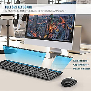 RATEL Wireless Keyboard and Mouse Combo Silent, 2.4GHz Ultra-Thin Full Sized Wireless Keyboard Mouse Set with USB Receiver for Computer, Desktop, PC, Notebook, Laptop (Black)