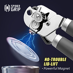 SPIDER GRIP Can Opener, No-Trouble-Lid-Lift Manual Handheld Can Opener with Magnet, Blue & Grey