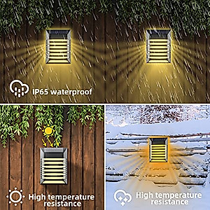Solar Outdoor Fence Lights Warm White, Solar Wall Lamps Outdoor Waterproof Lights for Waterproof Garden Lights Wall, Stair, Pool (4 Pack)…