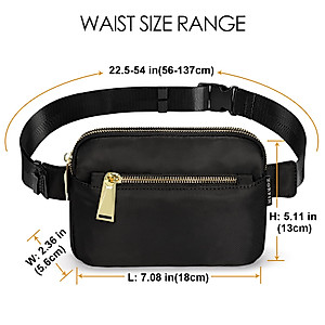 ZORFIN Fanny Packs for Women Men: Crossbody Belt Bag with Adjustable Strap - Fashion Waist Packs for Workout Running Traveling Hiking Black