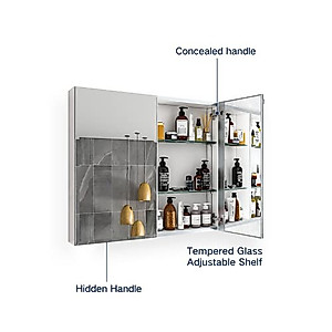 PIWAYPI 30x26 inch Double Door Mirror Medicine Cabinet Surface Mount or Recess Aluminum