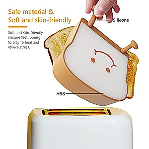 QANYI Toast Bread Night Light,Soft LED Toast Lamp with Cute Face Always Smile,Bedroom Table Lamps Graduation Gifts Ideas for Teen Girls 10 11 12 13 14 Year Old Girls