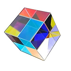 Labnique 20 mm Glass Cube Prism, RGB Dispersion Prism, X-Cube, Dichroic Cube, for Teaching of Optics, Photo Effects, and Decoration