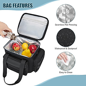 nylobist Insulated Lunch Box for Men: Reusable Tactical Lunch Bag for Work Office Picnic Outdoor - Large Portable Cooler Tote Bag Organizer for Adults - Black