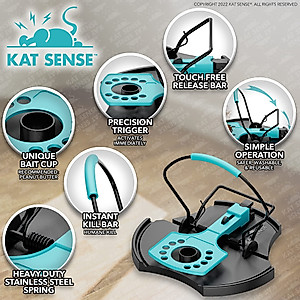 Kat Sense Large Rat Traps That Work, Instant Humane Kill Snap Trap for House, New Wide Strike Bar Captures 3x More Rodents Chipmunks Mice & Squirrels, Set of 4 Indoor Outdoor Mouse Traps Trampas Ratas