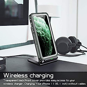 VAPESOON Compatible with iPhone 11 Waterproof Case, Built-in Screen Protector Full-Body Rugged Bumper Sealed Cover Shockproof Dustproof Waterproof Case for iPhone 11 6.1 inch (Black/Clear)