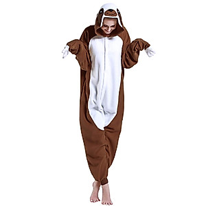 DOITNOW Sloth Pajamas Unisex Adult Jumpsuit Animal Cosplay Costumes (XL, Brown)