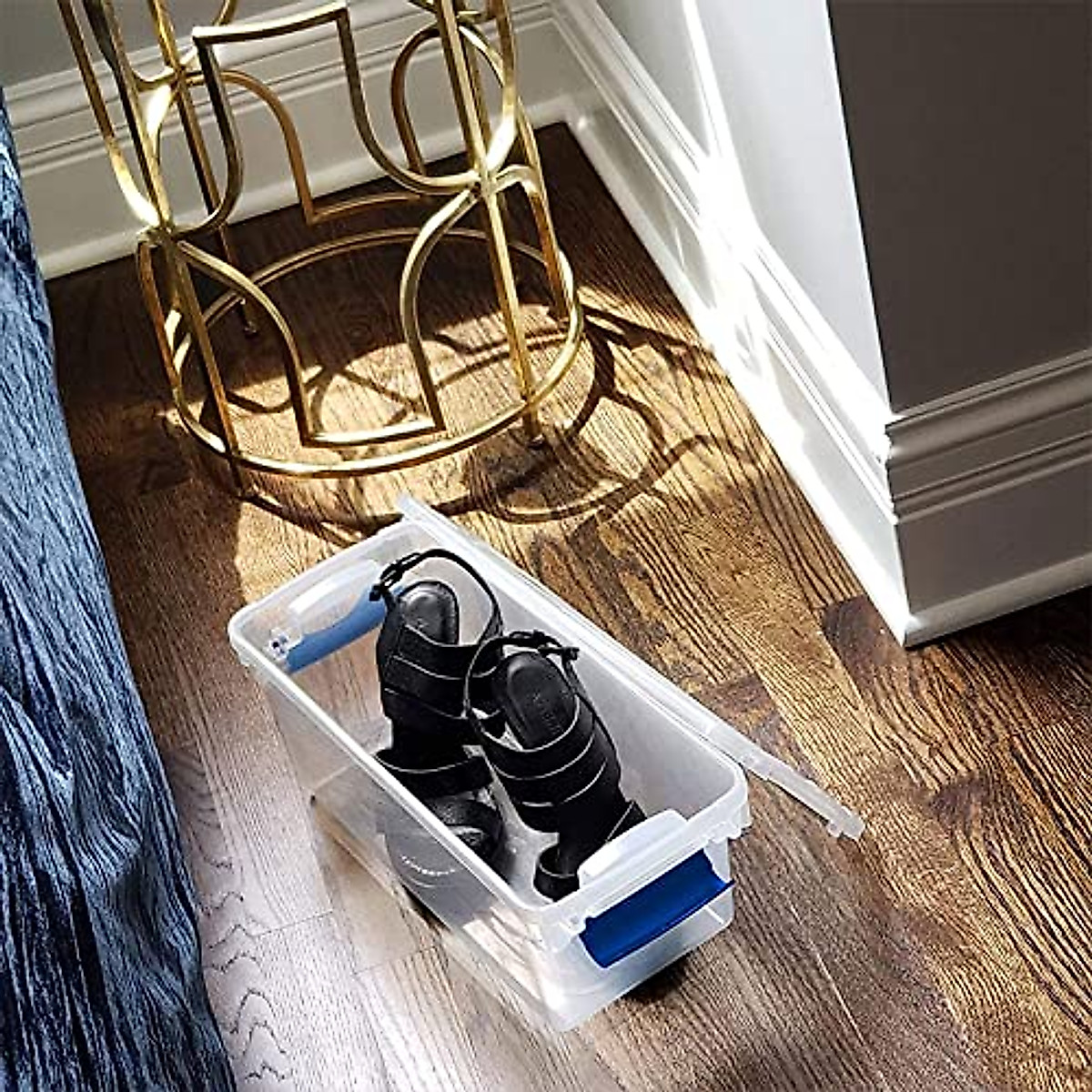 HOMZ 7.5 Quart Clear Plastic Stackable Storage Container Tote with Secure Latching Lid for Home and Office Organization, 10 Pack