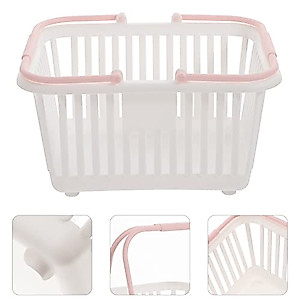 jojofuny 12pcs Desk Classroom for Organizer Handles Kids Plastic Snacks Sundries White Favors Party Desktop Office Pretend Baskets Small with Tote Compact Handle Grocery Portable